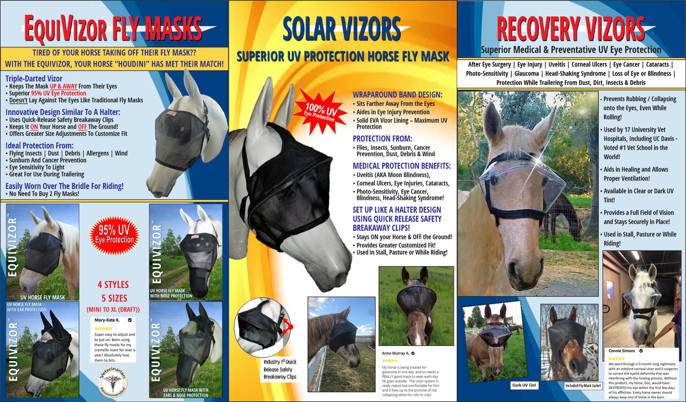 EquiVizor UV Horse Fly Mask - With Nose and Ear Protection - Protective ...